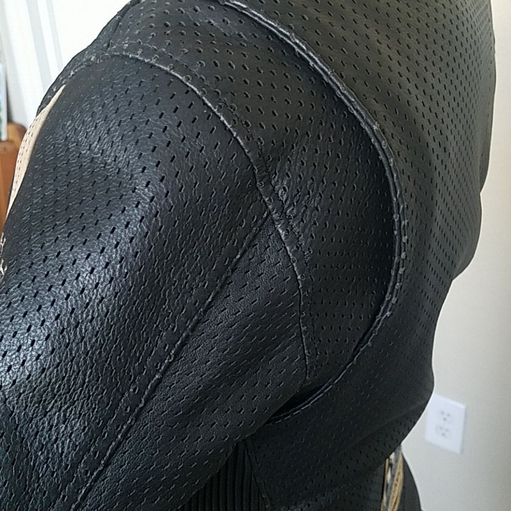 Hd Perforated Leather Black Motorcycle Jacket - Gem